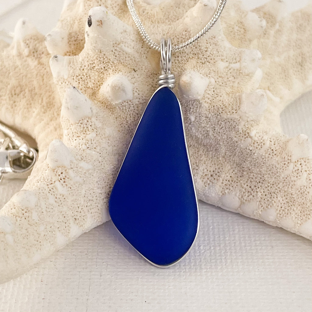 CONFIDENCE Royal Blue Trapezoid Sea Glass Necklace